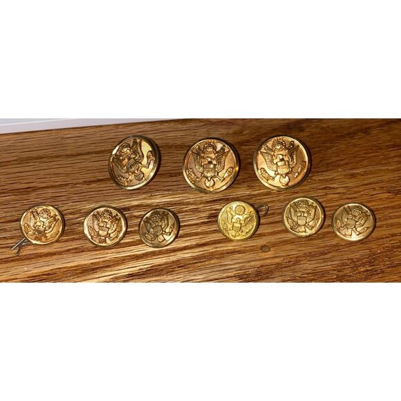 N/A | Other | Set Of 9 Vintage Us Military Brass Buttons With Eagle ...